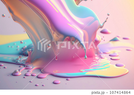 Pastel liquid paint flows background. Creamy...のイラスト素材 [107414864] - PIXTA