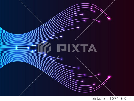 Abstract neon blue purple connection lines tech...のイラスト素材 [107416819 ...