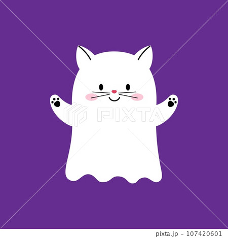 Cartoon Halloween kawaii ghost cat character....のイラスト素材 [107420601] - PIXTA