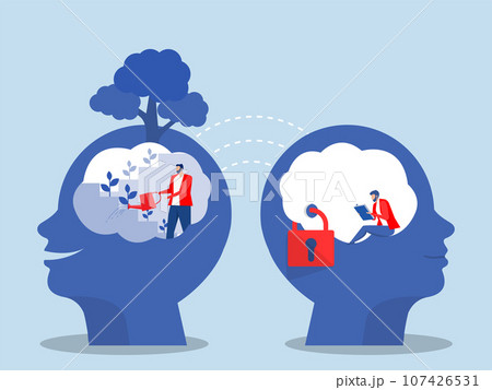 Two Big head humans think growth mindset...のイラスト素材 [107426531] - PIXTA