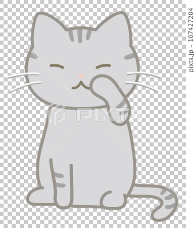 Cat washing face - Stock Illustration [107427204] - PIXTA