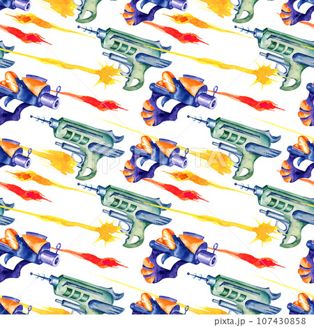 watercolor hand drawn seamless pattern with toy...のイラスト素材 [107430858 ...