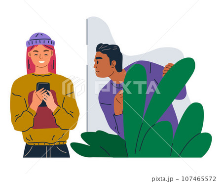 Spying, observing and sneaking. Vector...のイラスト素材 [107465572] - PIXTA