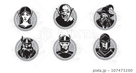 Fantasy character silhouette, vector medieval...のイラスト素材 [107473200] - PIXTA