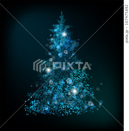 Christmas card with Magic Tree blue color. hand...のイラスト素材 [107475892 ...