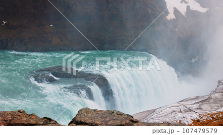 Gullfoss waterfall in nordic wilderness,...の写真素材 [107479579] - PIXTA