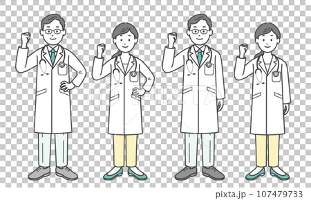 Doctor men and women doing guts pose - Stock Illustration [107479733 ...