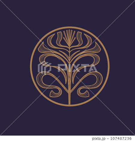 Abstract flower outlines vector designのイラスト素材 [107487236] - PIXTA