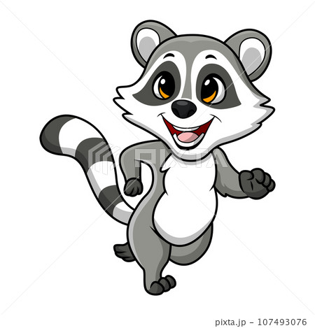 Cute raccoon cartoon on white backgroundのイラスト素材 [107493076] - PIXTA