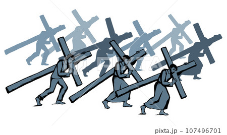 Men carry the cross. Vector drawingのイラスト素材 [107496701] - PIXTA