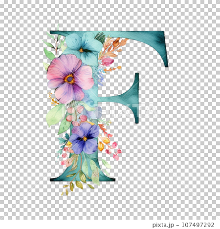 F Alphabet Uppercase Flower Letter - Stock Illustration [107497292] - PIXTA