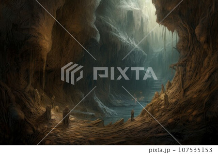 Cave cavern fantasy. Path grotto tunnel....のイラスト素材 [107535153] - PIXTA