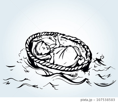 Little Moses in a basket. Vector drawingのイラスト素材 [107538583] - PIXTA