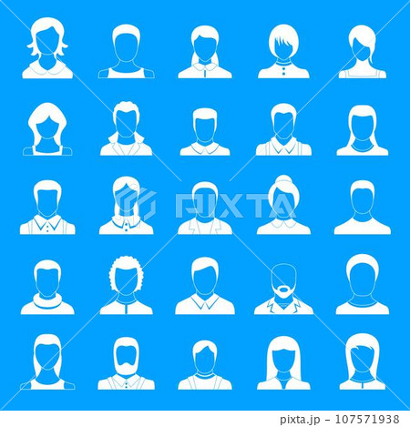 Avatar user icon set. Simple illustration of 25...のイラスト素材 [107571938 ...