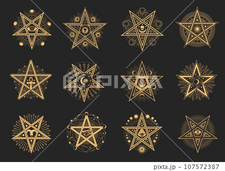 Esoteric occult pentagram, magic signs. Demon...のイラスト素材 [107572387] - PIXTA