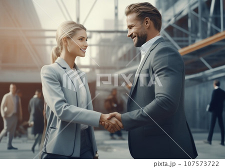 Two partners shaking hands . AI Generative.のイラスト素材 [107573722] - PIXTA
