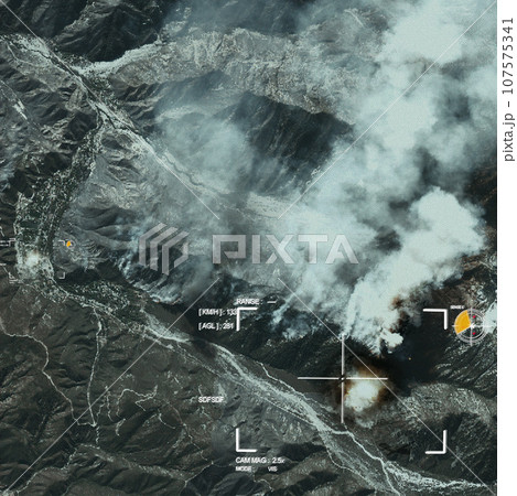 Earth, target and war with aerial satellite...の写真素材 [107575341] - PIXTA