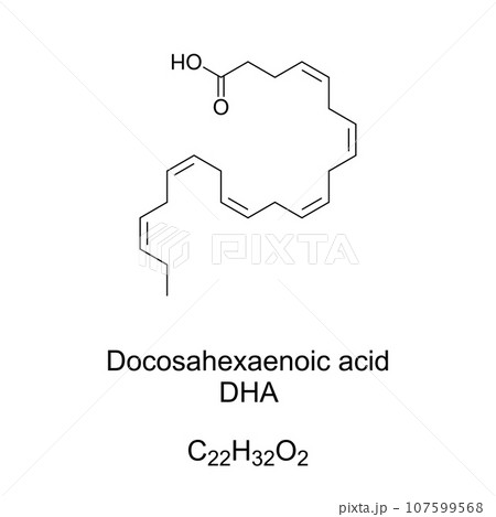 Docosahexaenoic acid, DHA, chemical formula....のイラスト素材 [107599568] - PIXTA