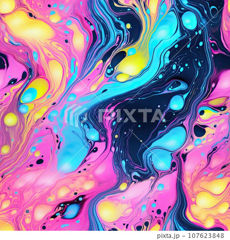 Seamless pattern of neon fluid vivid vibrant...のイラスト素材 [107623848] - PIXTA