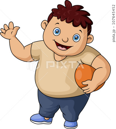 Cute fat boy cartoon playing ballのイラスト素材 [107645452] - PIXTA