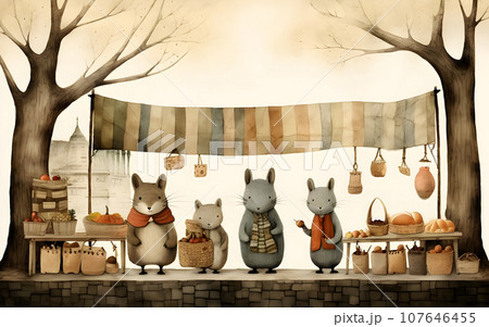 flea market for animals.のイラスト素材 [107646455] - PIXTA