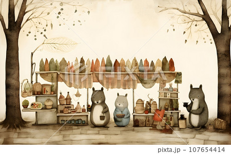 flea market for animals.のイラスト素材 [107654414] - PIXTA
