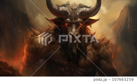 Art of a myth monster, minotaur, Half bull half...のイラスト素材 [107663259 ...