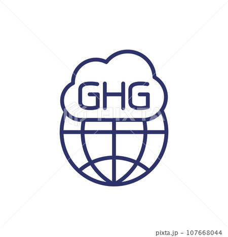 GHG icon, greenhouse gas line vectorのイラスト素材 [107668044] - PIXTA