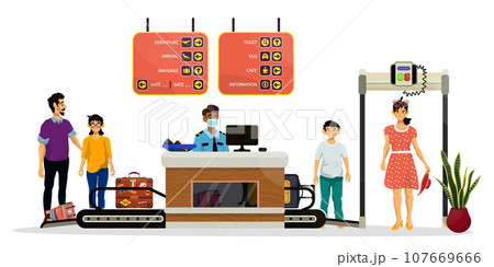 Cartoon illustration of airport inspection...のイラスト素材 [107669666] - PIXTA