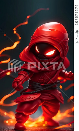 3D red ninja cartoon character design...のイラスト素材 [107673574] - PIXTA