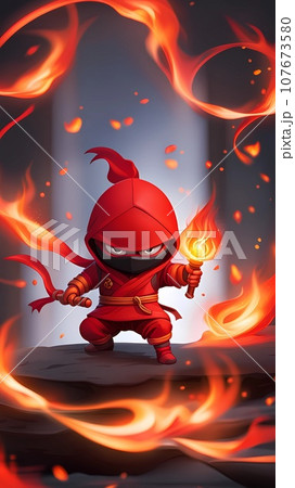 3D red ninja cartoon character design...のイラスト素材 [107673580] - PIXTA