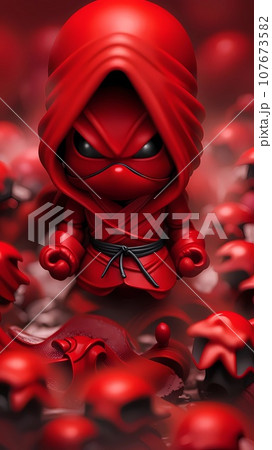 3D red ninja cartoon character design...のイラスト素材 [107673582] - PIXTA