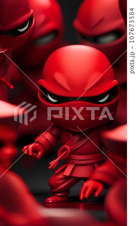 3D red ninja cartoon character design...のイラスト素材 [107673584] - PIXTA