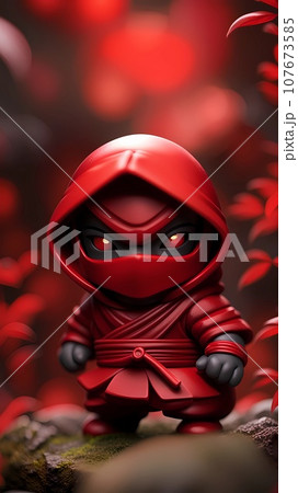 3D red ninja cartoon character design...のイラスト素材 [107673585] - PIXTA