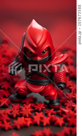 3D red ninja cartoon character design...のイラスト素材 [107673588] - PIXTA