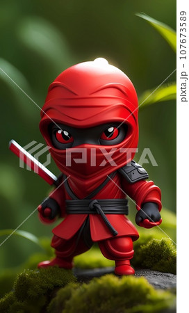 3D red ninja cartoon character design...のイラスト素材 [107673589] - PIXTA