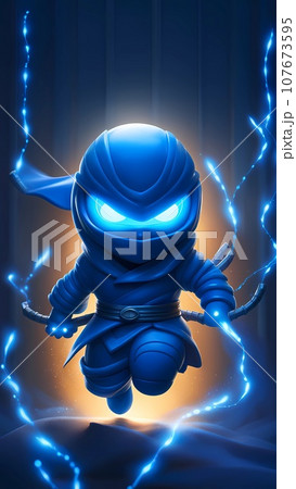 3D blue ninja cartoon character design...のイラスト素材 [107673595] - PIXTA