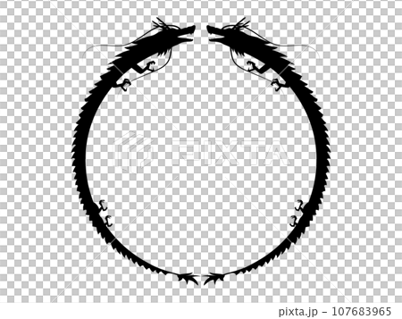 Circular frame of two dragons facing each other - Stock Illustration ...