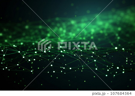Network Grid Connected Wave in Green Color Toneのイラスト素材 [107684364] - PIXTA