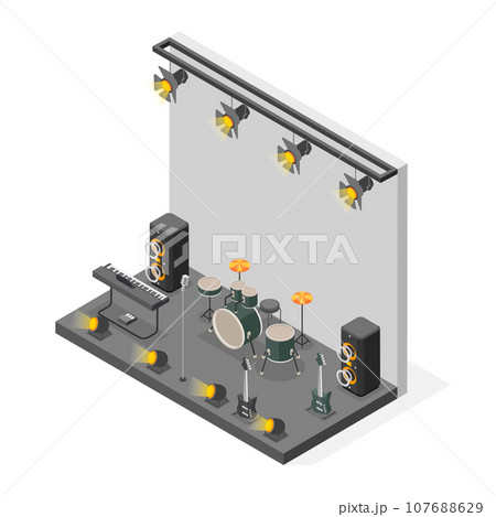 Rock Music Isometricのイラスト素材 [107688629] - PIXTA