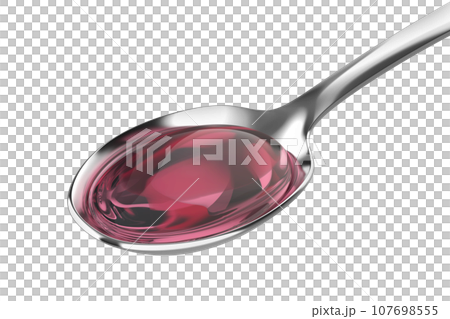 Pink cough syrup in silver spoon - Stock Illustration [107698555] - PIXTA