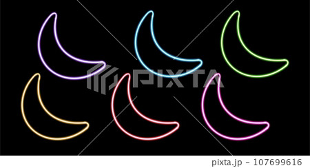 set moon glowing desktop icon, neon moon...のイラスト素材 [107699616] - PIXTA