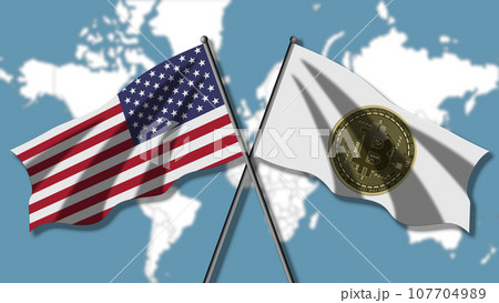 The American flag and the Bitcoin flag, with...のイラスト素材 [107704989] - PIXTA
