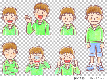 Crayon drawing style people_Elementary school... - Stock Illustration ...