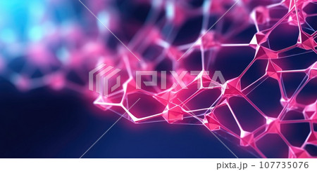 3D network connections with plexus design pink...のイラスト素材 [107735076 ...