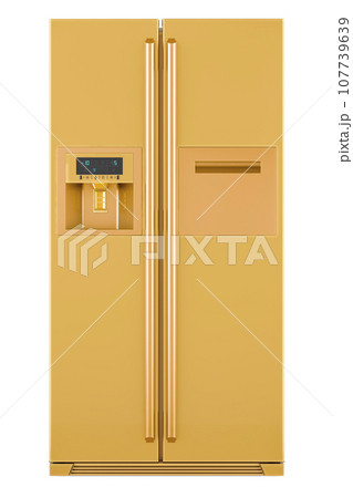 Golden Fridge with side-by-side door system, 3D...のイラスト素材 [107739639 ...