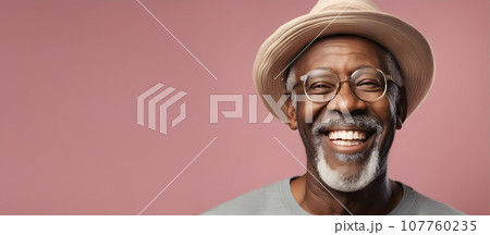 Happy elderly Black man on plain backgroundのイラスト素材 [107760235] - PIXTA