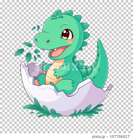 Cute baby dinosaur hatching from an egg Clipart... - Stock Illustration ...