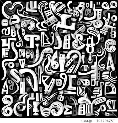 A cryptic message in black and white. The chaos...のイラスト素材 [107796751 ...