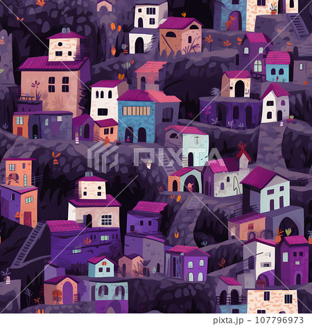 Cityscape with many little cartoon houses. City...のイラスト素材 [107796973 ...